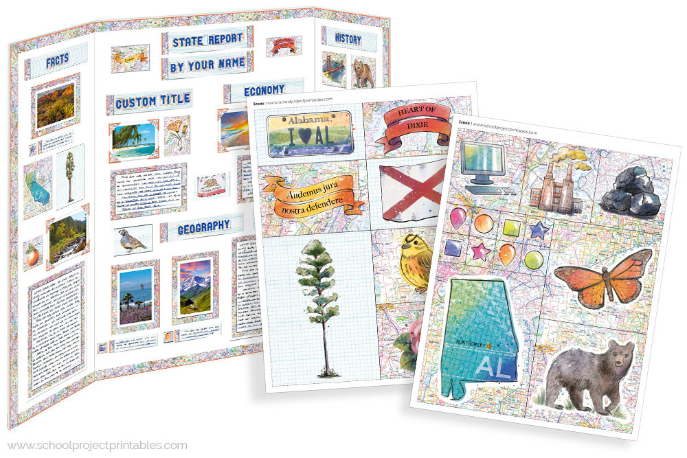Alabama State Report Display Board Poster Project Kit - School Project ...