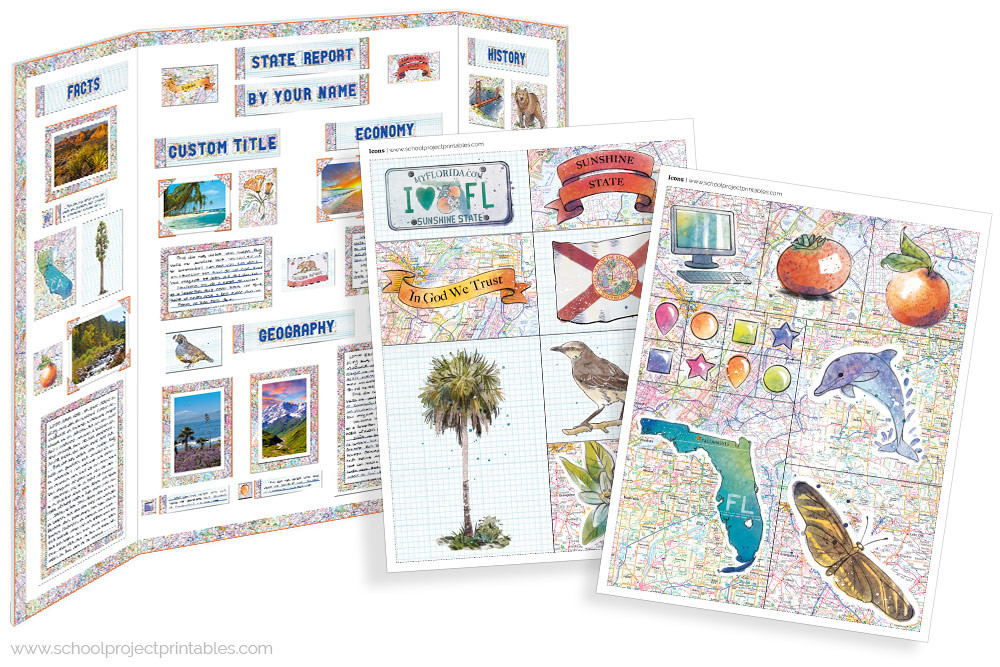 Florida State Report Display Board Poster Project Kit - School Project ...