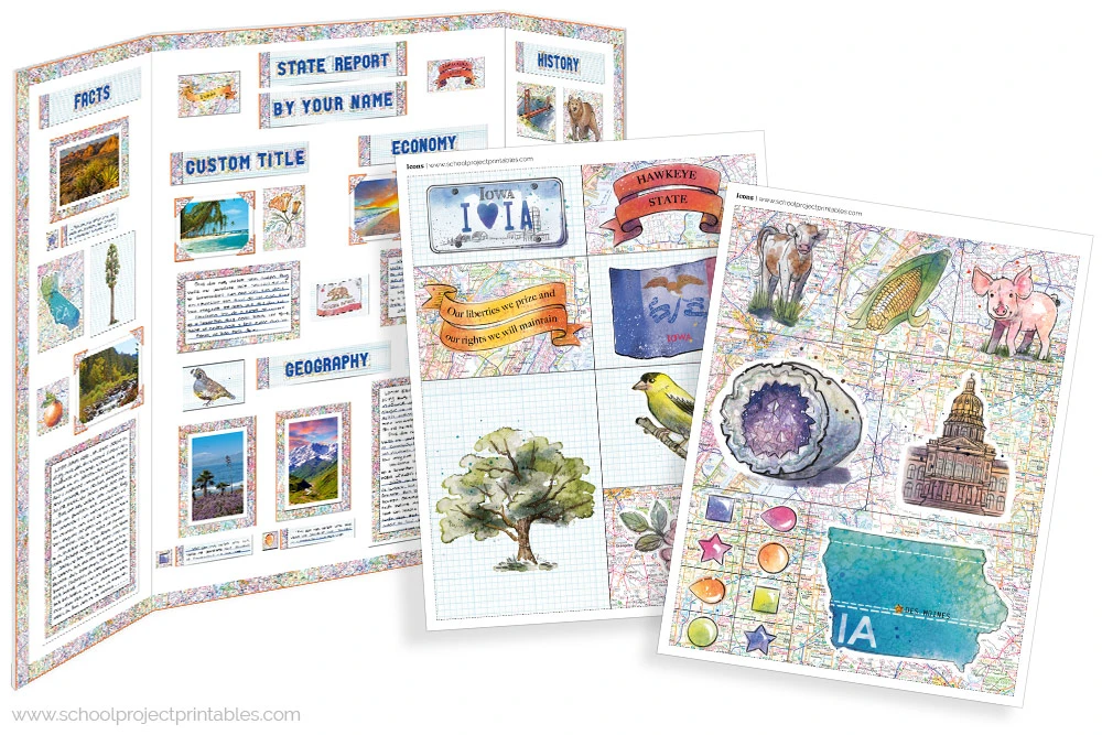 Iowa State Report Display Board Poster Project Kit - School Project ...