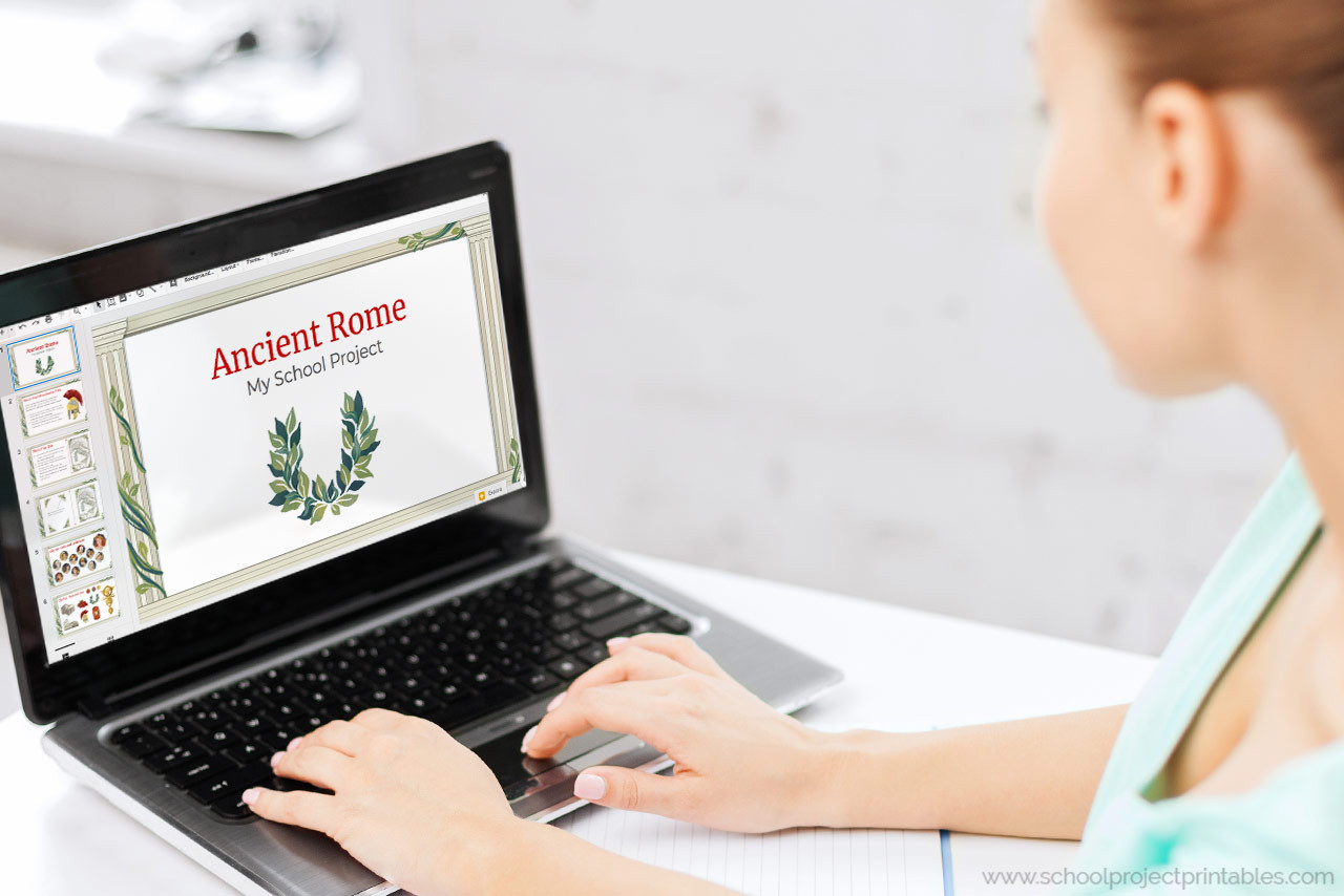Ancient Rome PowerPoint Template Theme - School Project Printables