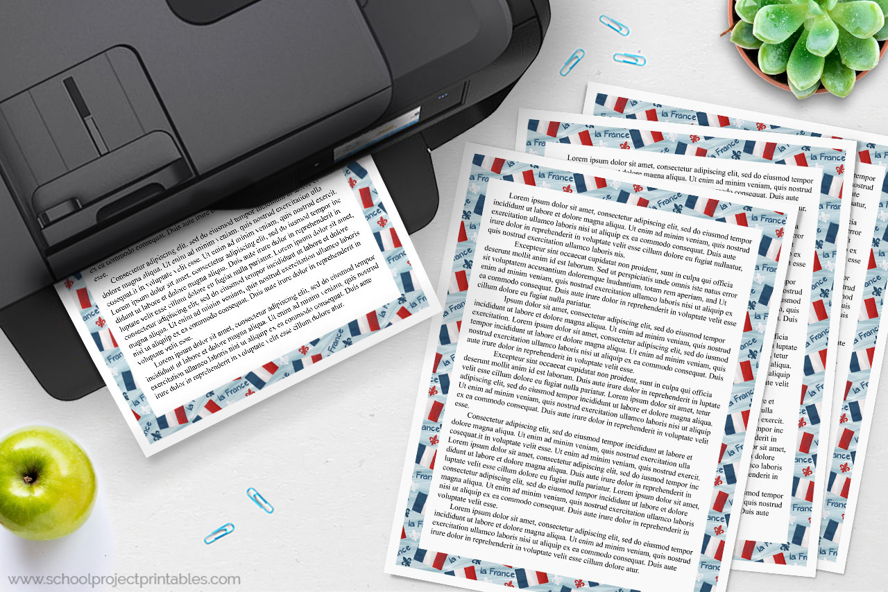 France Writing Templates - Paper with French Flag Border - School ...
