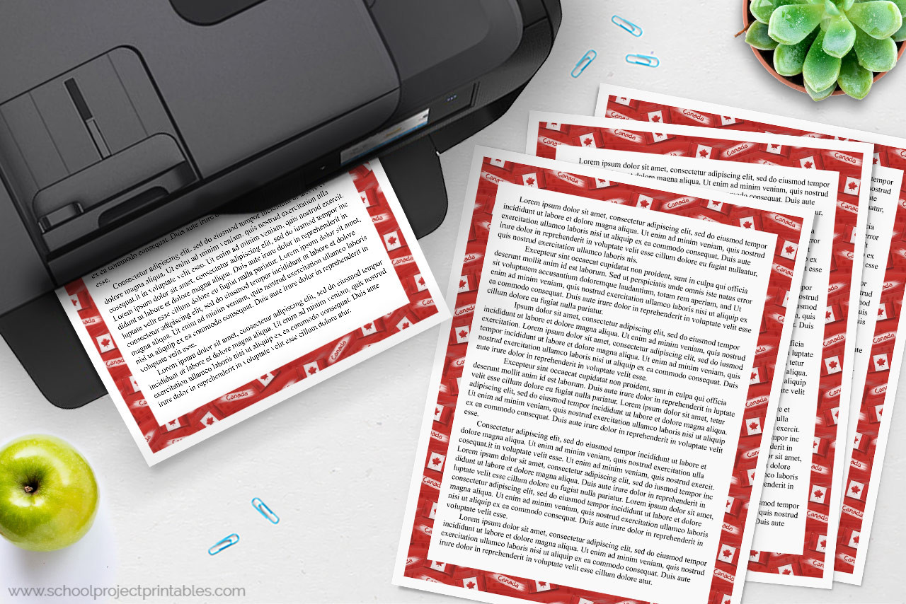 Canada Writing Templates - Paper with Canadian Flag Border - School ...