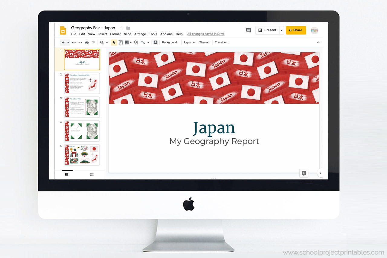 Japan PowerPoint Template Theme - School Project Printables