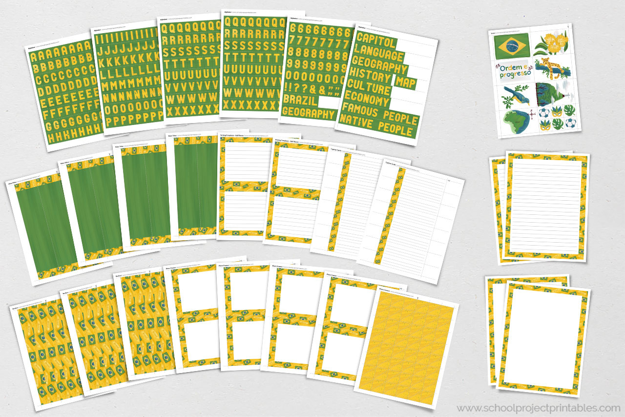 Brazil Display Board Poster Project Kit - School Project Printables