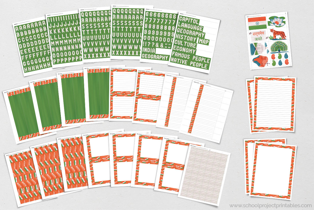 India Display Board Poster Project Kit - School Project Printables