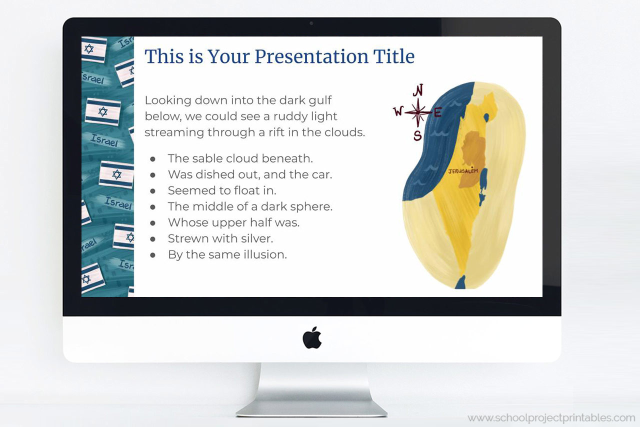 Israel PowerPoint Template Theme - School Project Printables