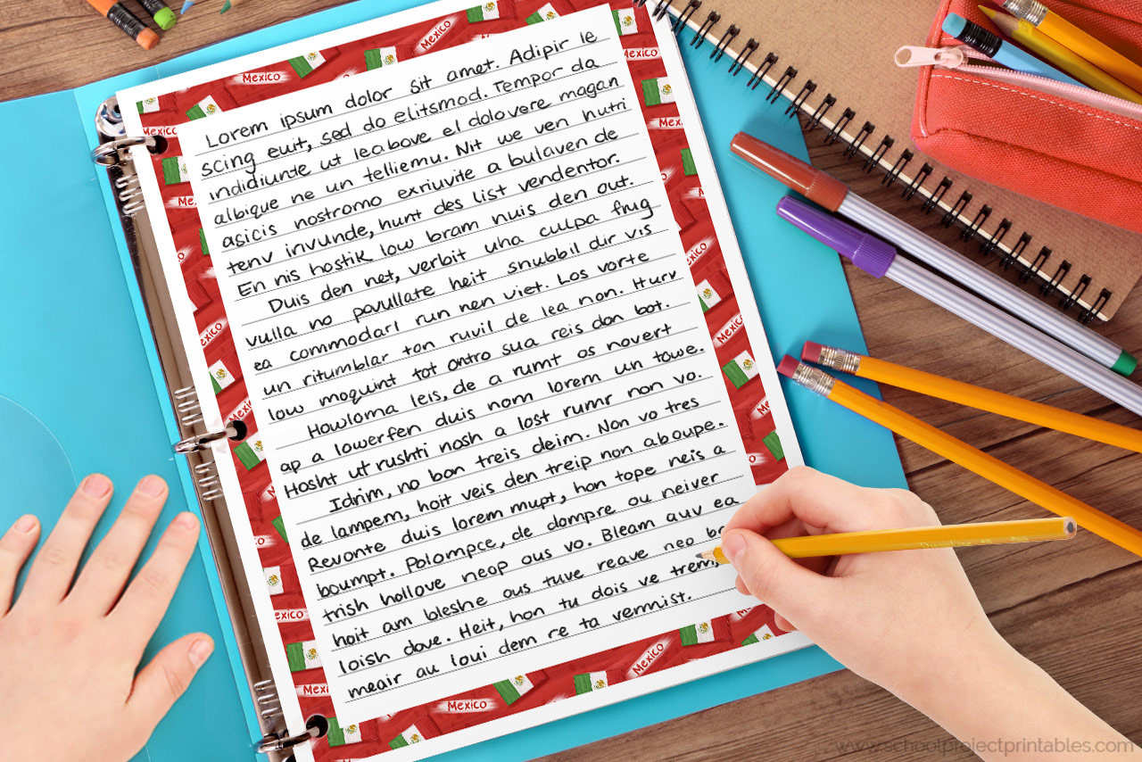 Mexico Writing Templates - Paper with Mexican Flag Border - School ...