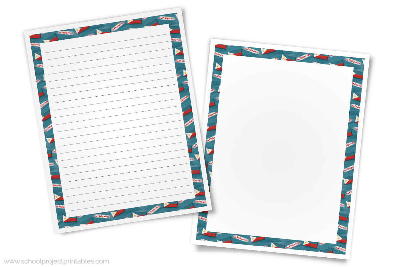 The Philippines Writing Templates - Paper with Filipino Flag Border ...