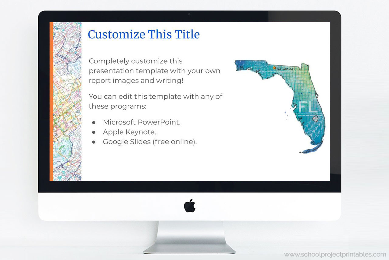 Florida State PowerPoint Template Theme - School Project Printables