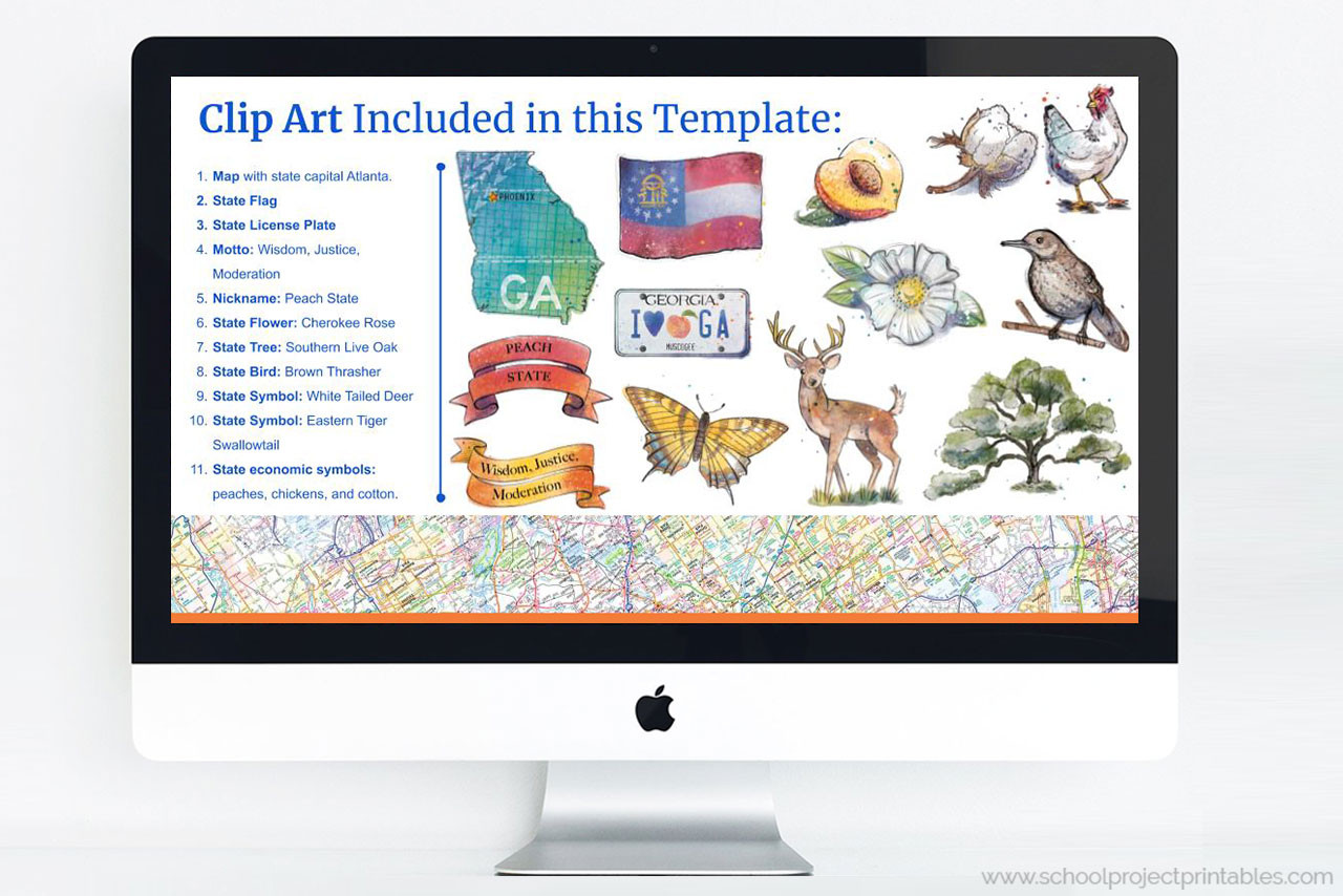 Georgia State PowerPoint Template Theme - School Project Printables
