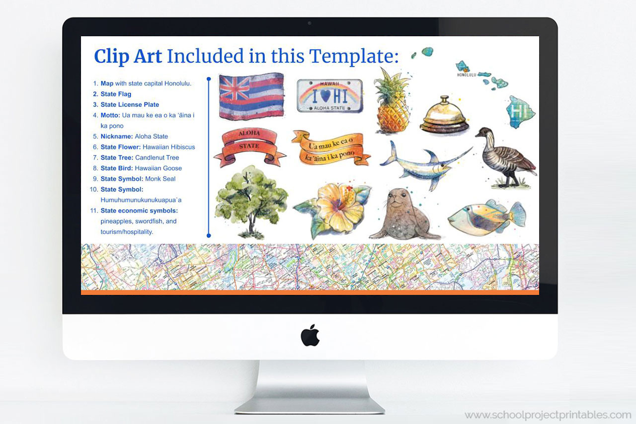 Hawaii State PowerPoint Template Theme - School Project Printables