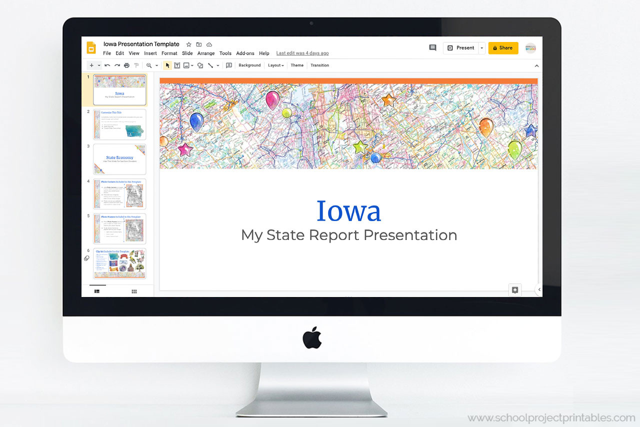 Iowa State PowerPoint Template Theme - School Project Printables
