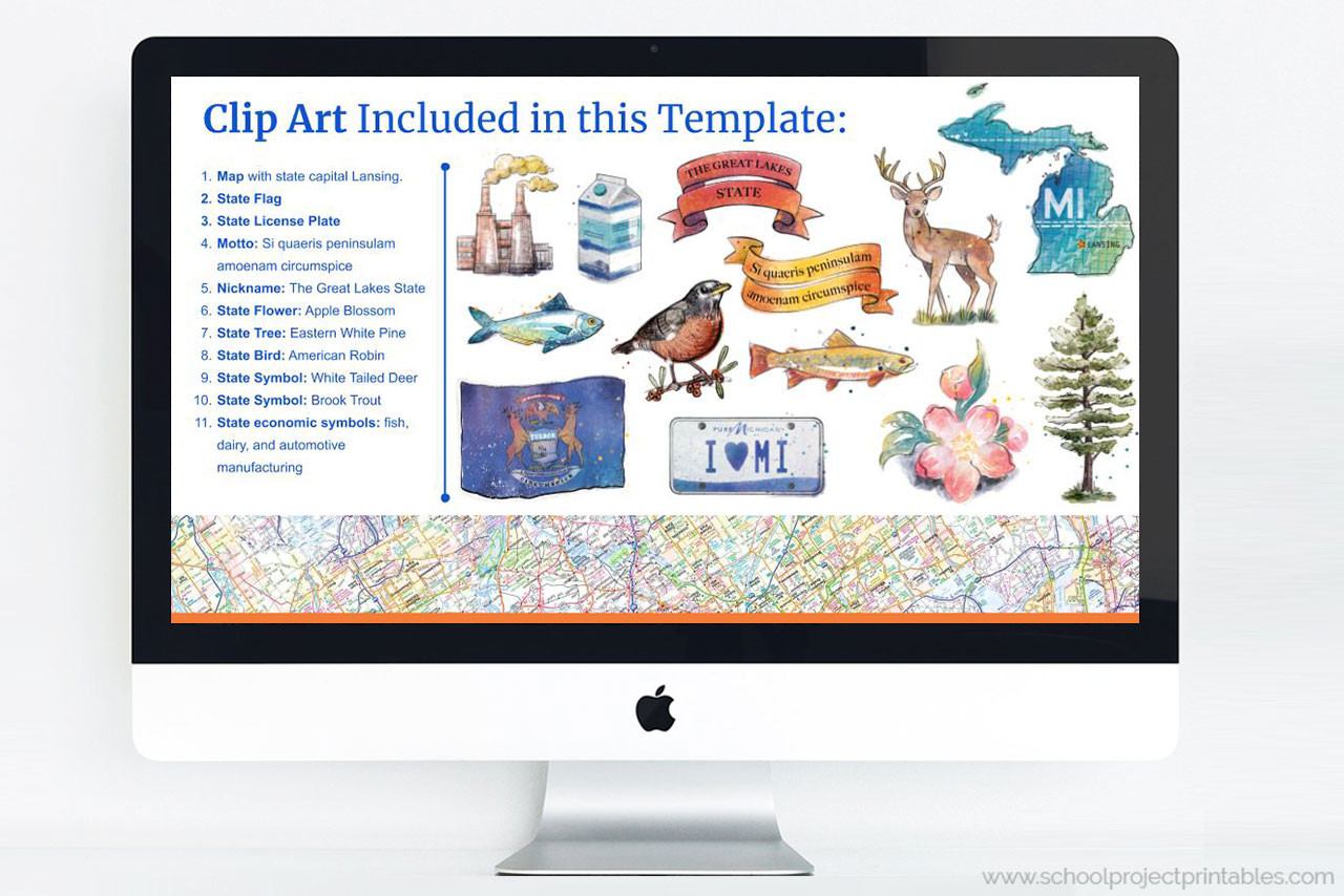 Michigan State PowerPoint Template Theme - School Project Printables