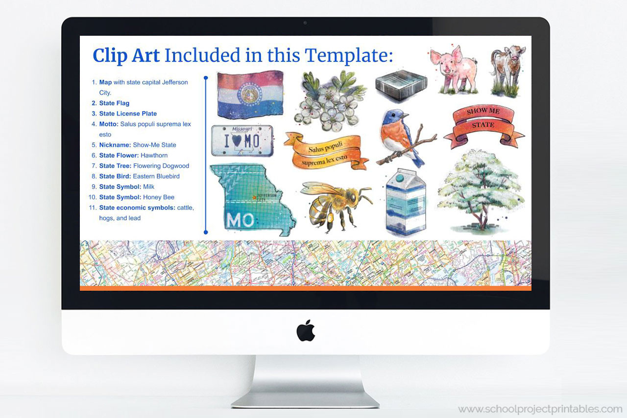 Missouri State PowerPoint Template Theme - School Project Printables