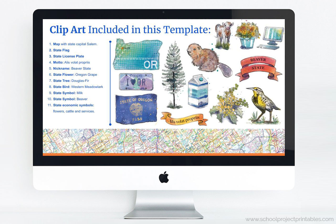 Oregon State PowerPoint Template Theme - School Project Printables