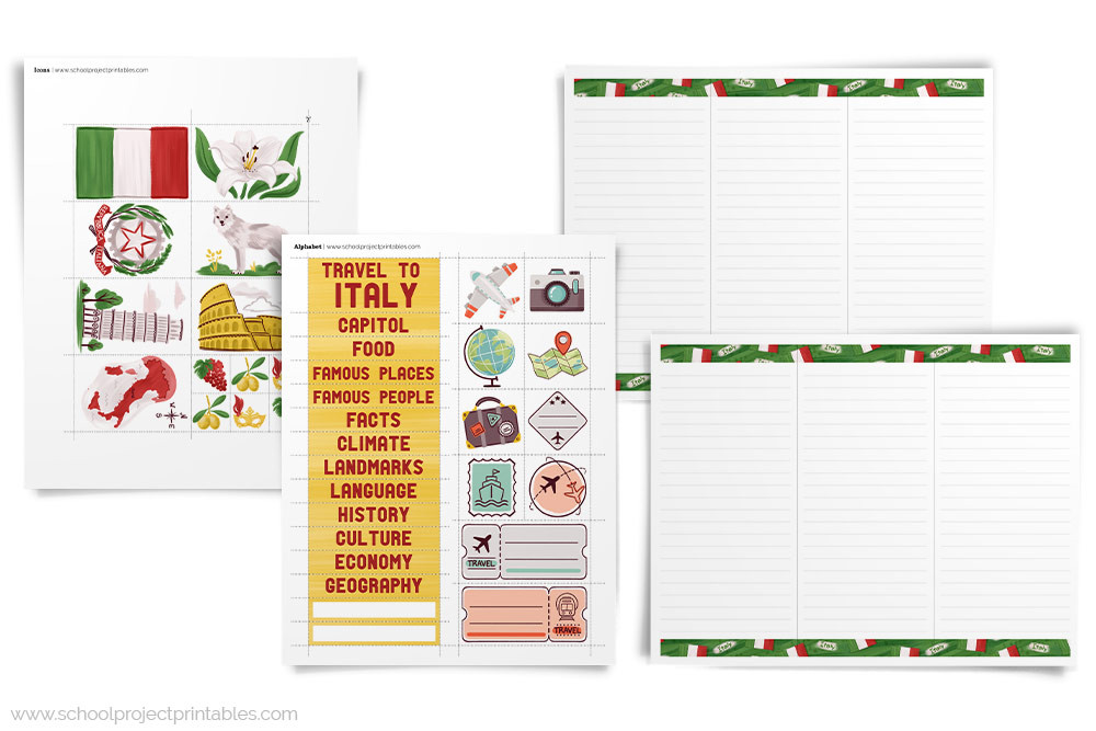 Italy Brochure Project Kit - School Project Printables