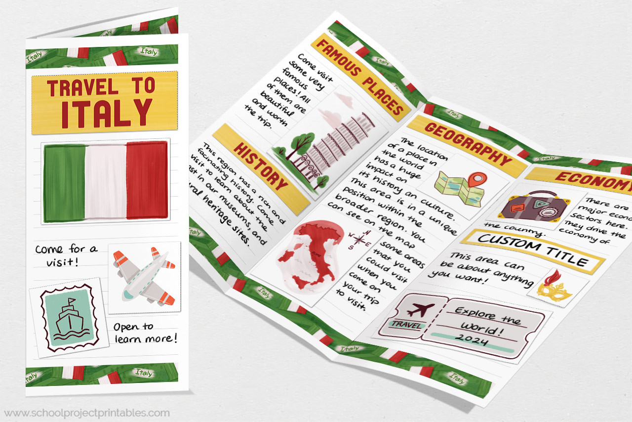 Italy Brochure Project Kit - School Project Printables