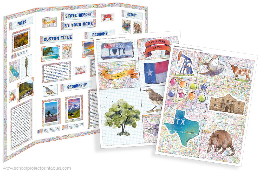 Texas State Report Display Board Poster Project Kit - School Project ...