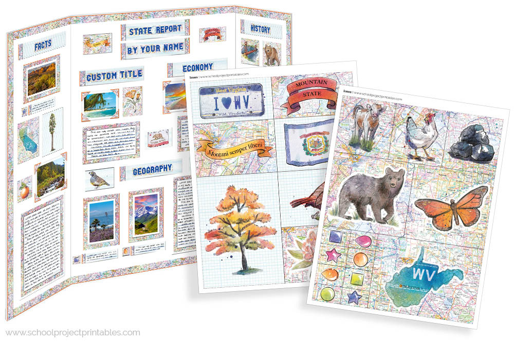 West Virginia State Report Display Board Poster Project Kit - School ...