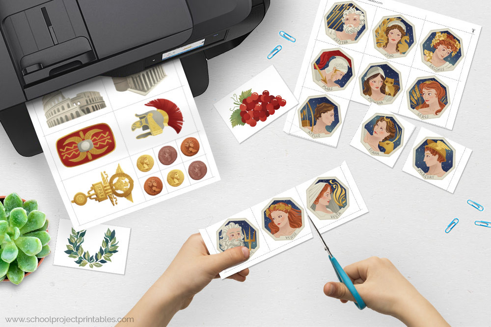 Ancient Roman Gods Clip Art Icon Symbols Set - School Project Printables