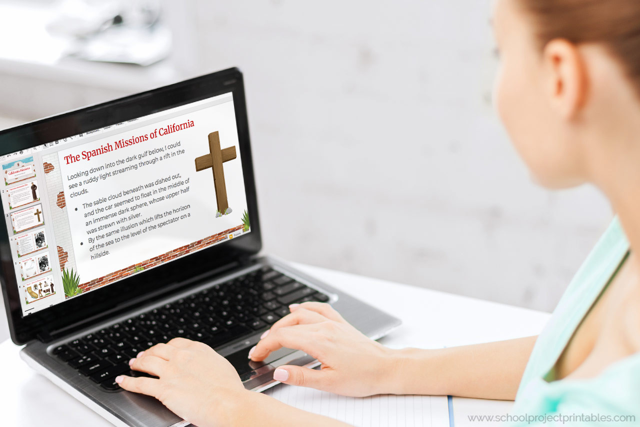Califorina Missions PowerPoint Template Theme - School Project Printables