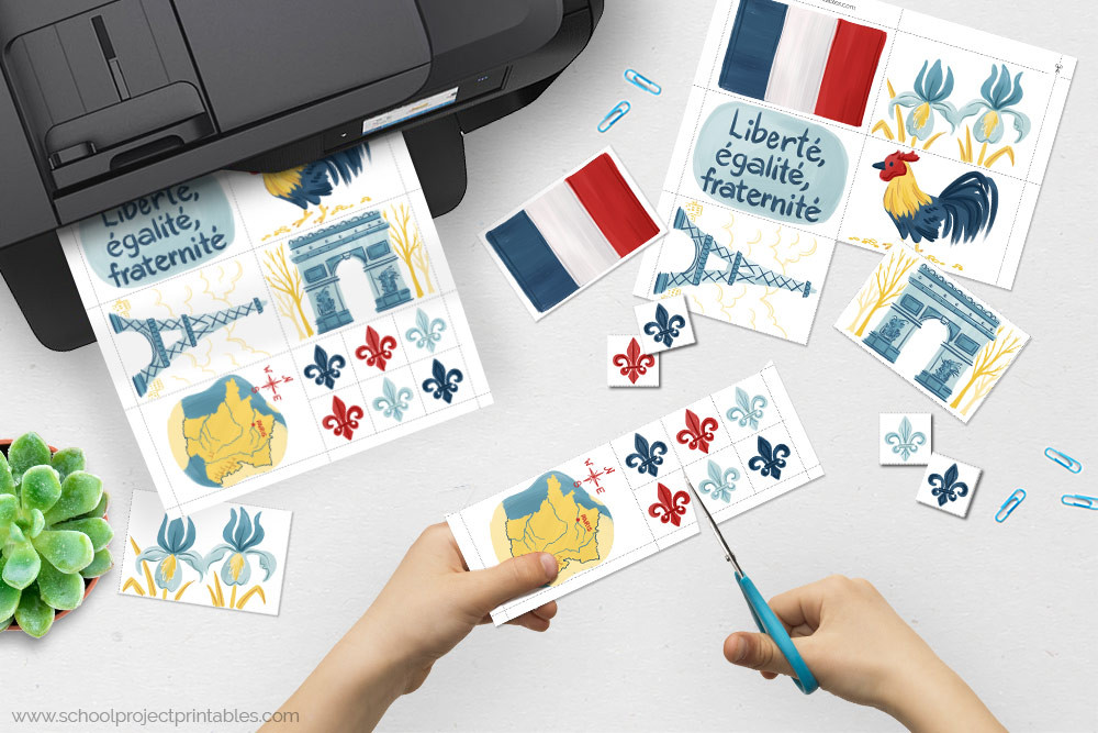 France Clip Art Icon Symbols Set - School Project Printables