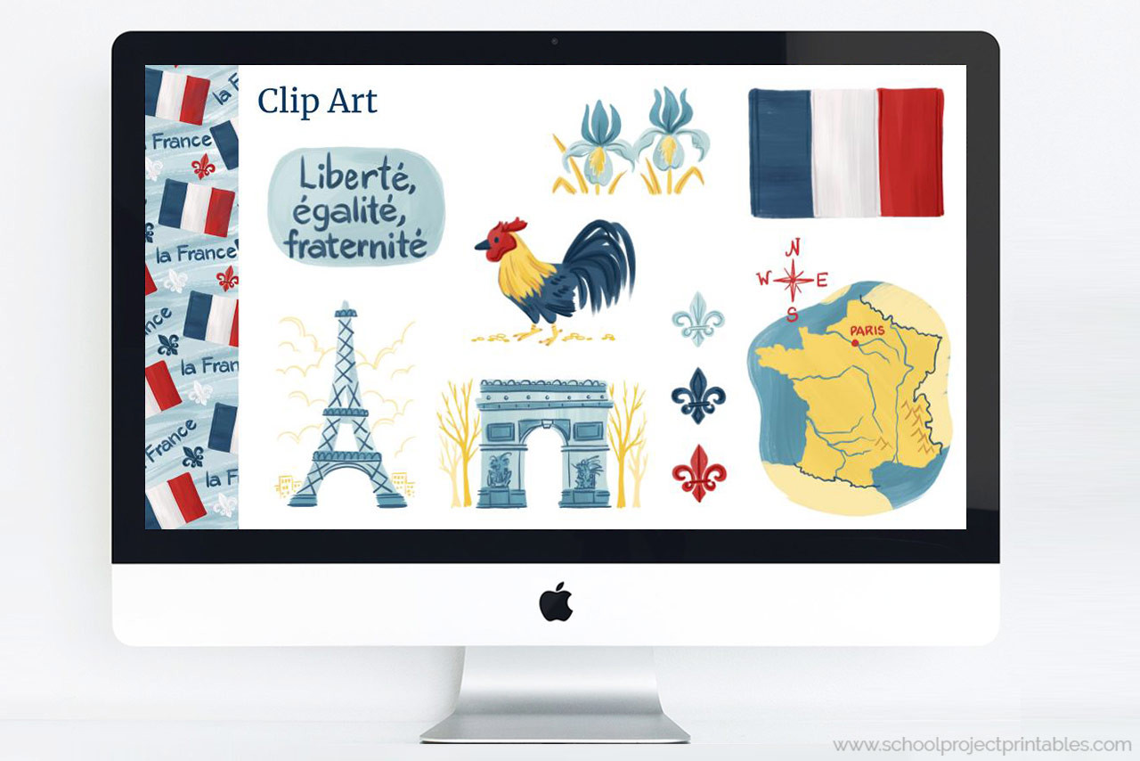 France PowerPoint Template Theme - School Project Printables