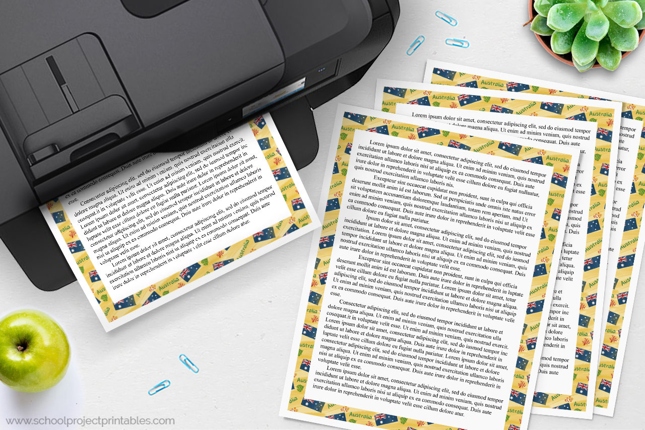 Australia Writing Templates - Paper with Australian Flag Border ...