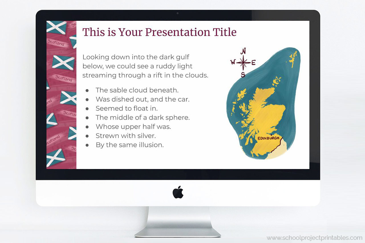 Scotland PowerPoint Template Theme - School Project Printables