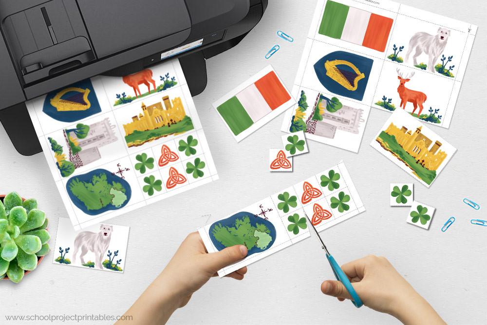 Ireland Clip Art Icon Symbols Set - School Project Printables