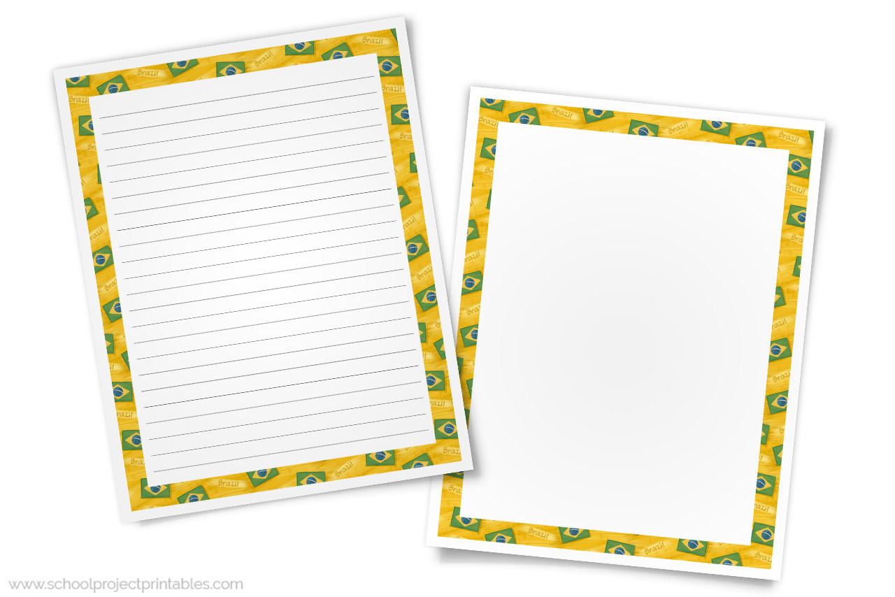 Brazil Writing Templates - Paper with Brazilian Flag Border - School ...