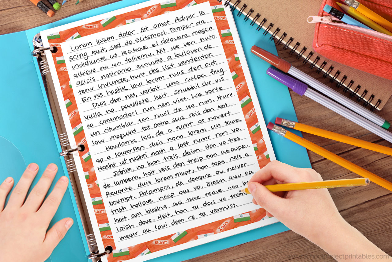India Writing Templates - Paper with Indian Flag Border - School ...