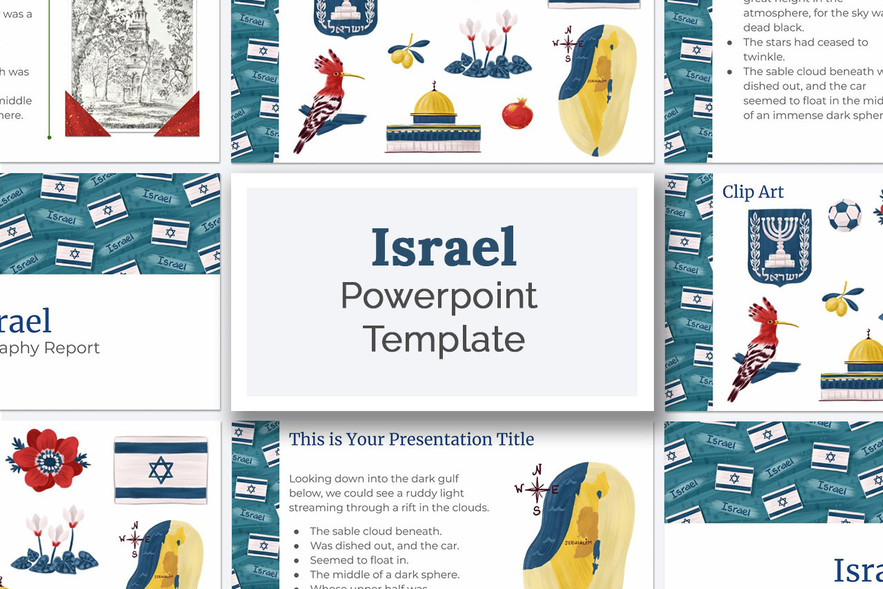 Israel PowerPoint Template Theme - School Project Printables