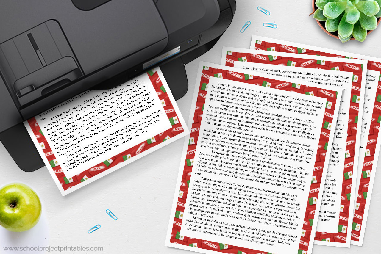 Mexico Writing Templates - Paper with Mexican Flag Border - School ...