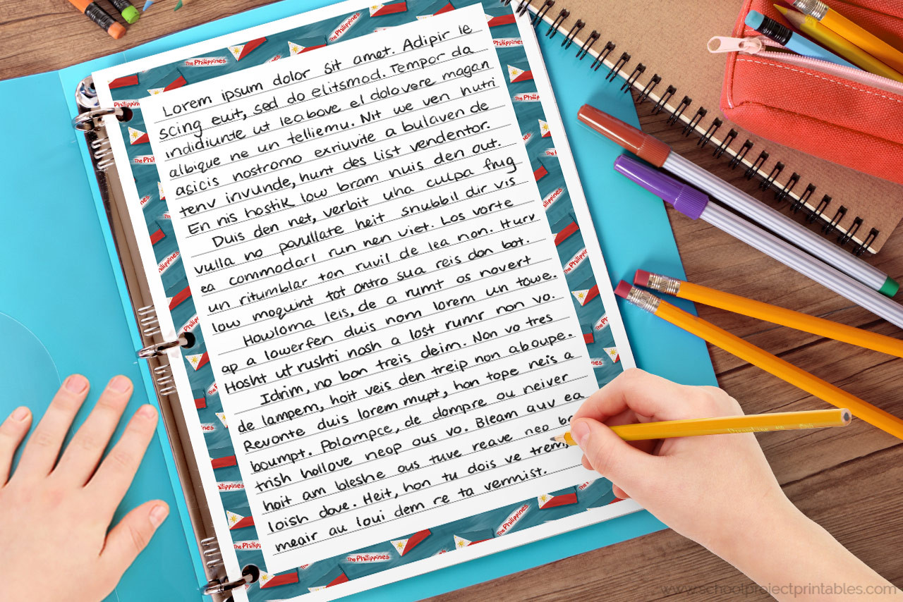 The Philippines Writing Templates - Paper with Filipino Flag Border ...