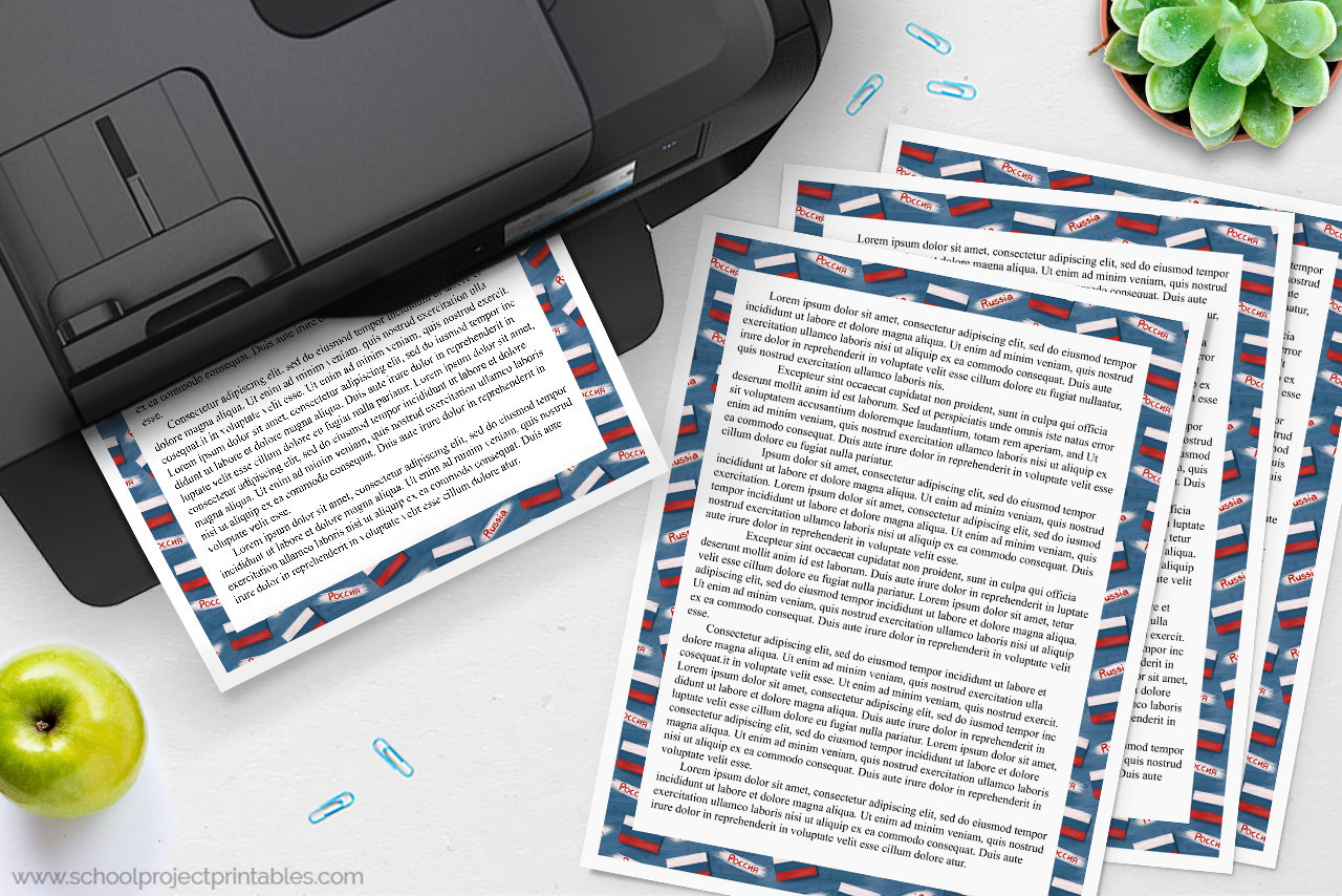 Russia Writing Templates - Paper with Russian Flag Border - School ...