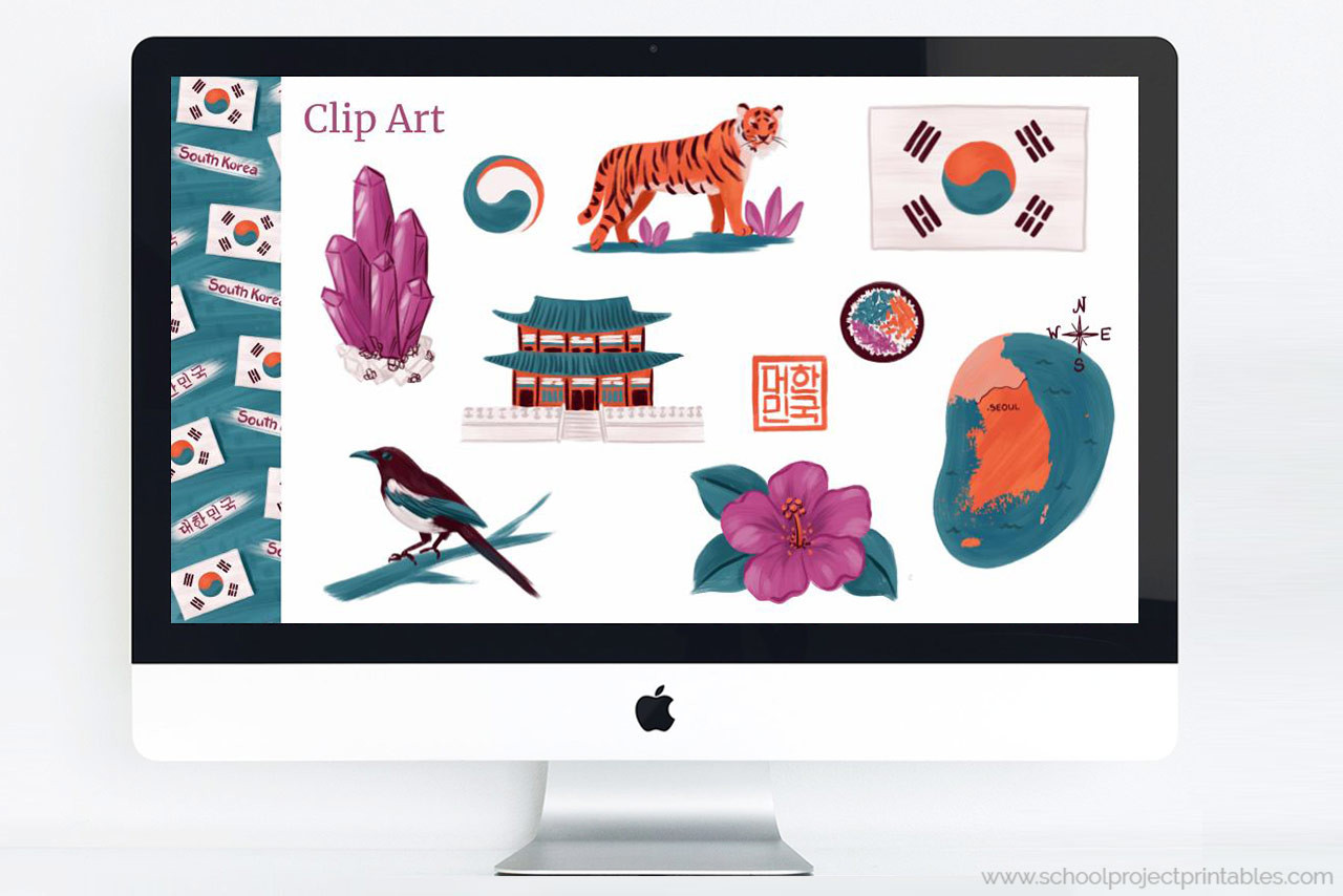 South Korea PowerPoint Template Theme - School Project Printables