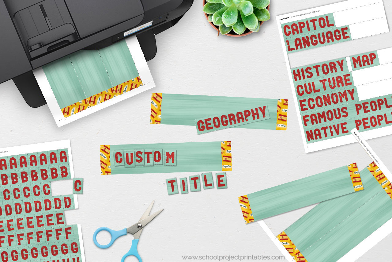 Spain Display Board Poster Project Kit - School Project Printables