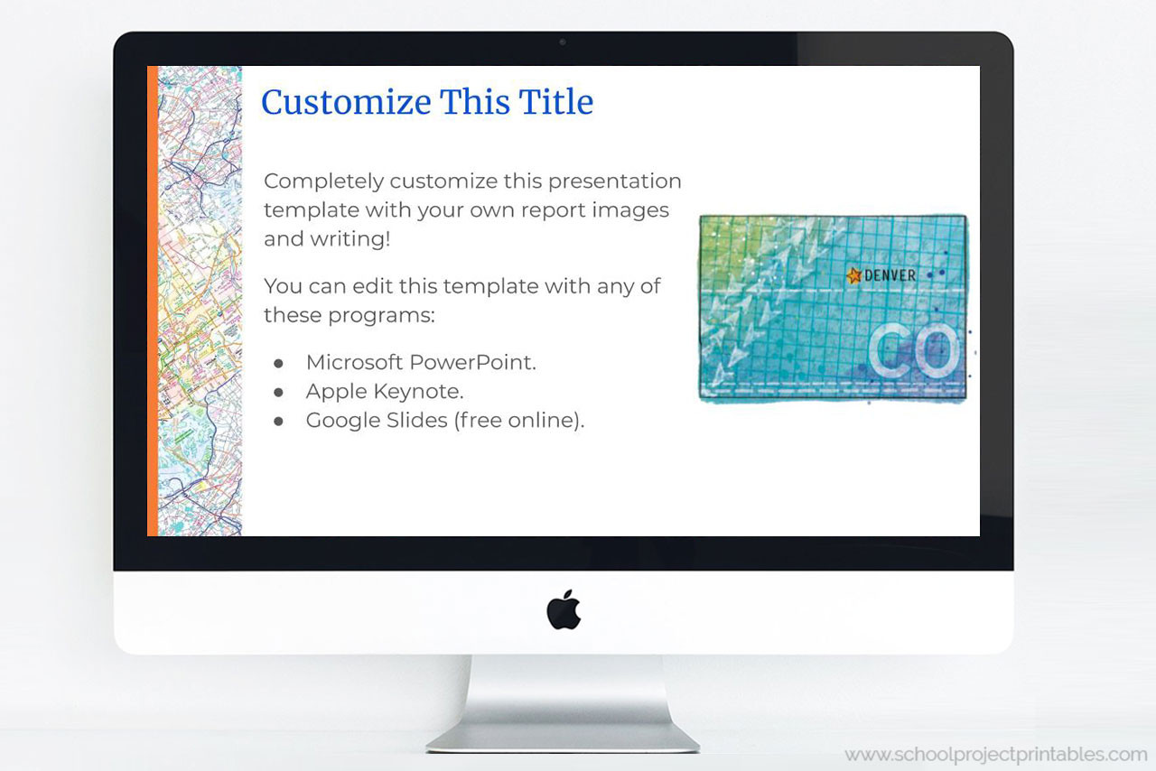 Colorado State PowerPoint Template Theme - School Project Printables