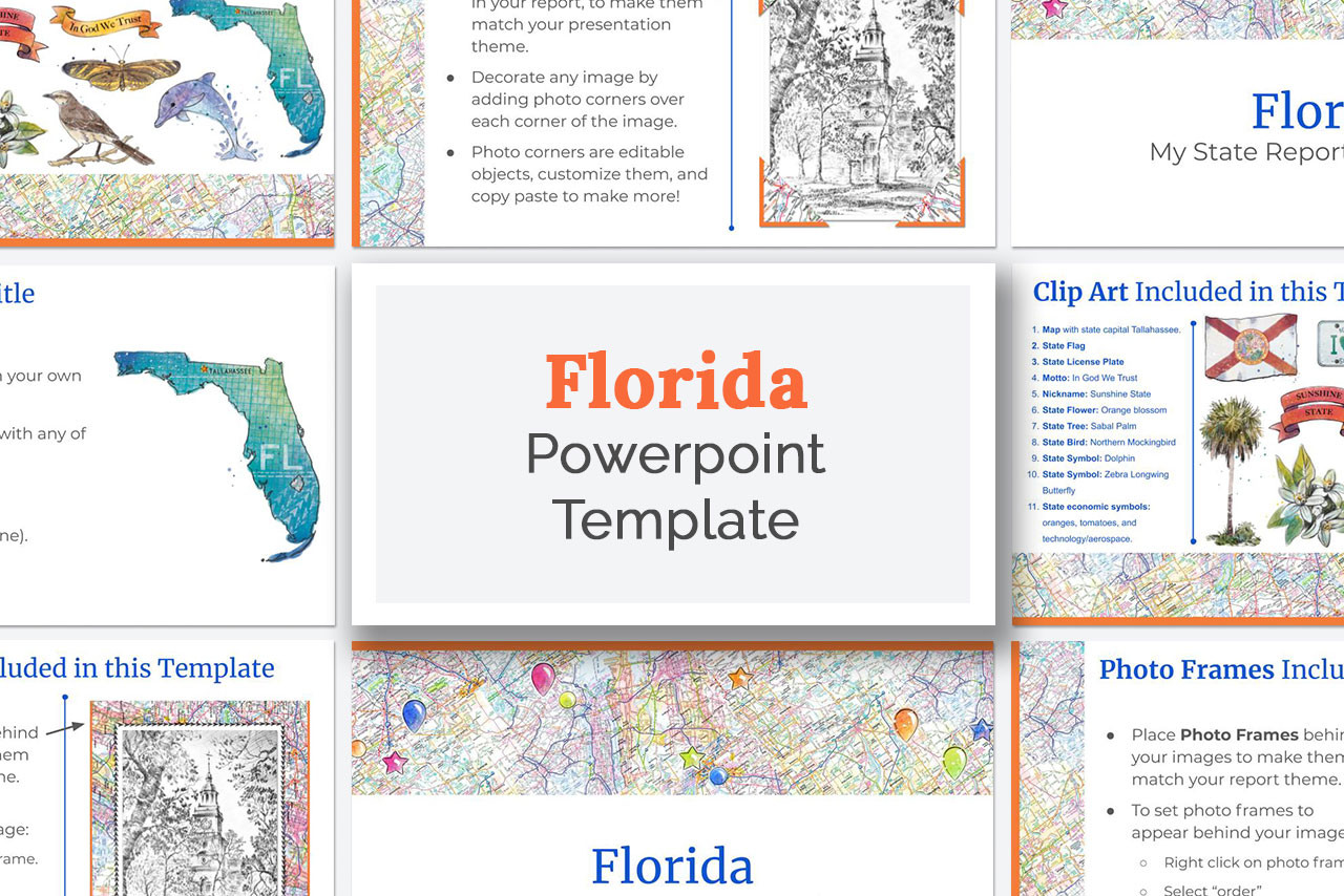 Florida State PowerPoint Template Theme - School Project Printables