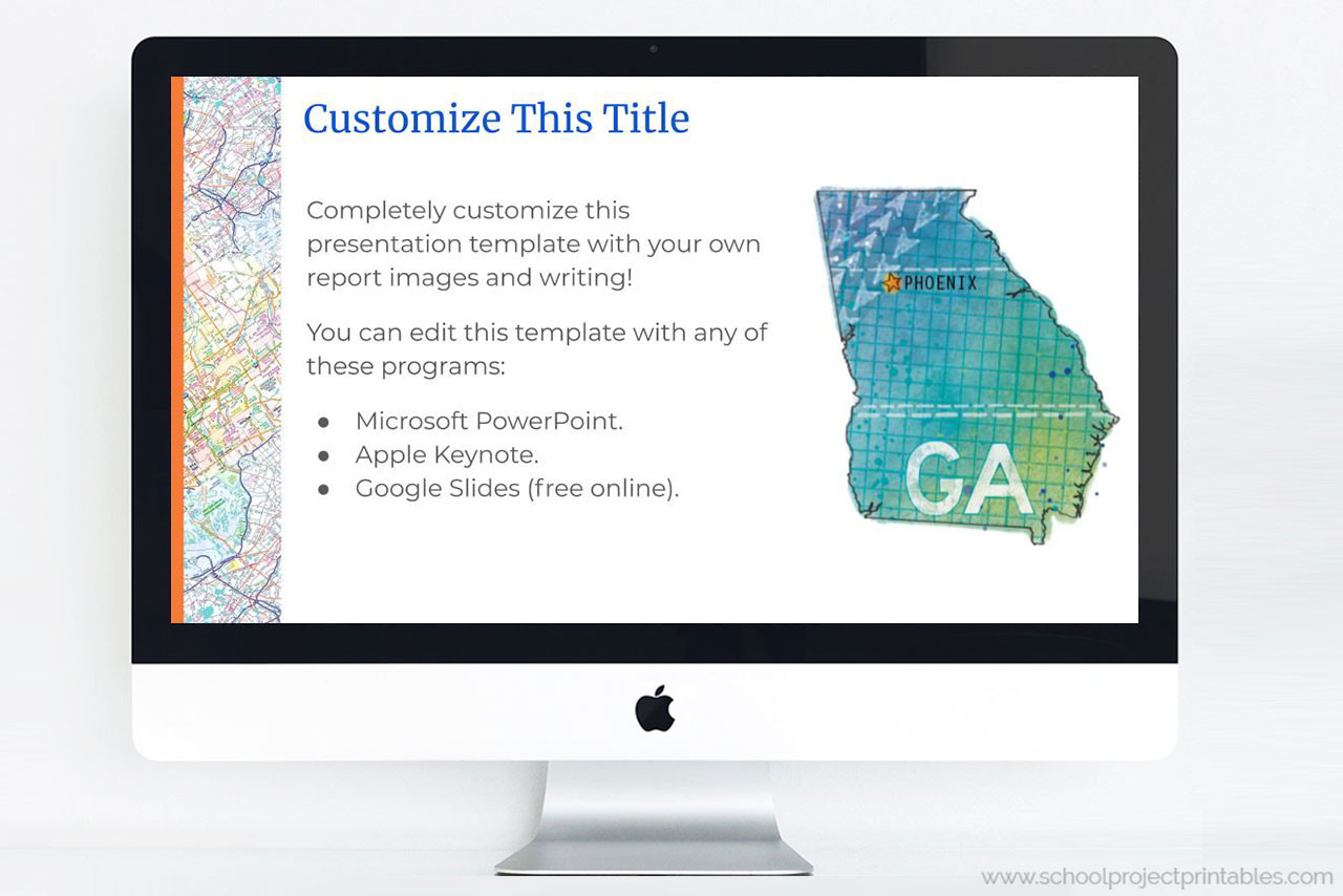 Georgia State PowerPoint Template Theme - School Project Printables