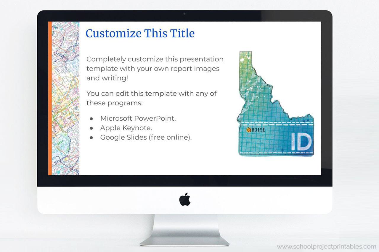 Idaho State PowerPoint Template Theme - School Project Printables