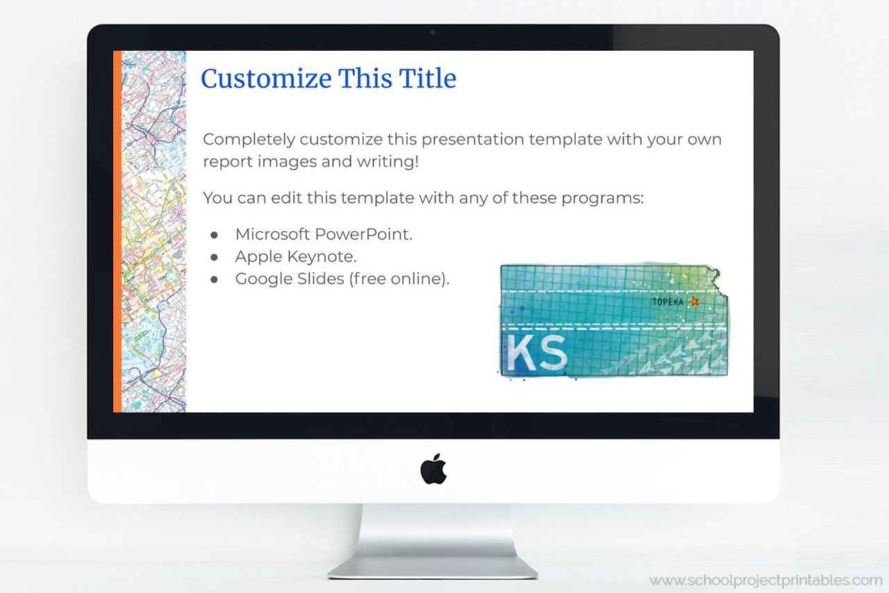 Kansas State PowerPoint Template Theme - School Project Printables