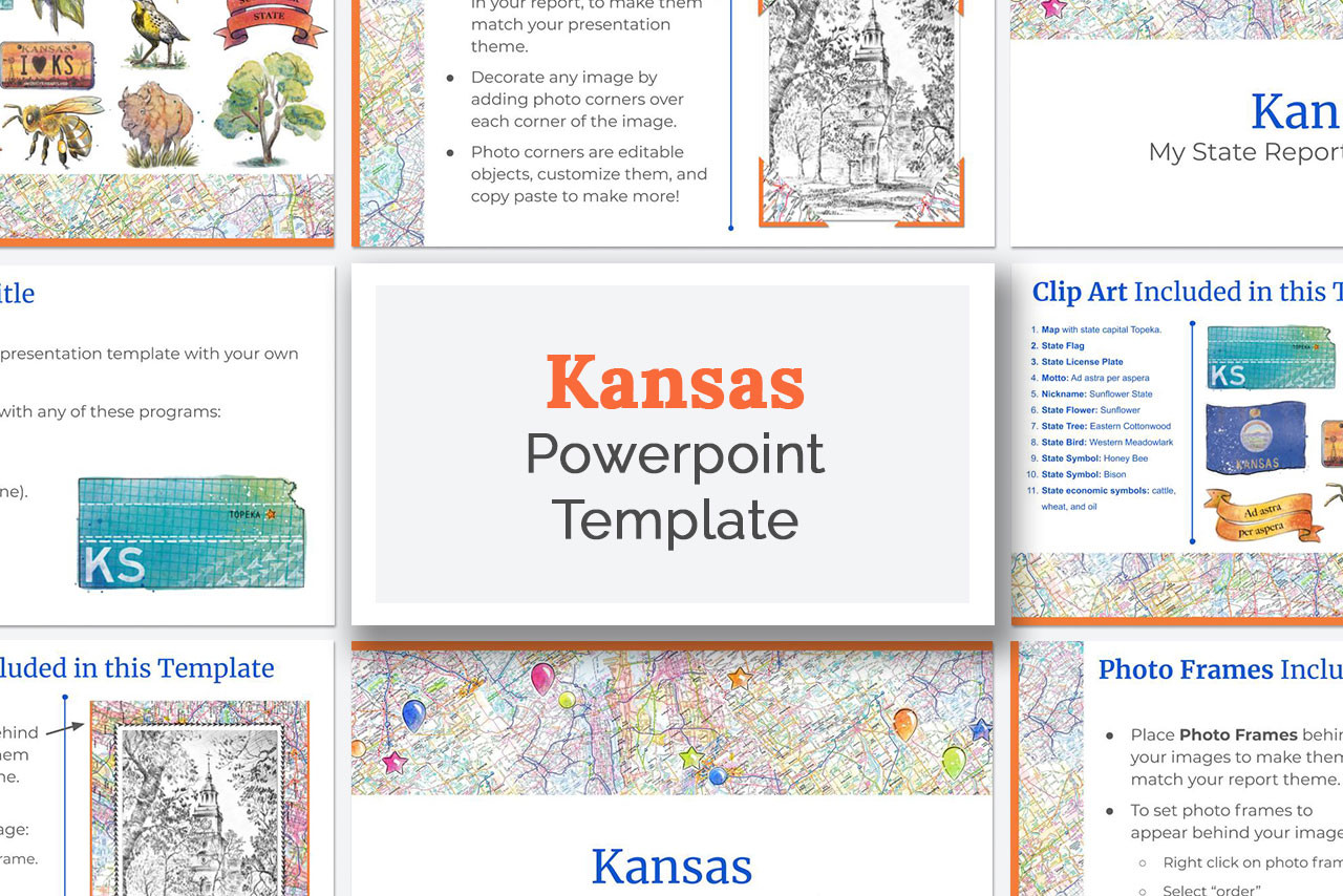 Kansas State PowerPoint Template Theme - School Project Printables