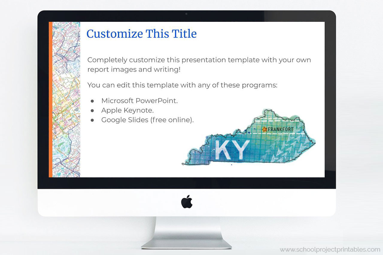 Kentucky State PowerPoint Template Theme - School Project Printables