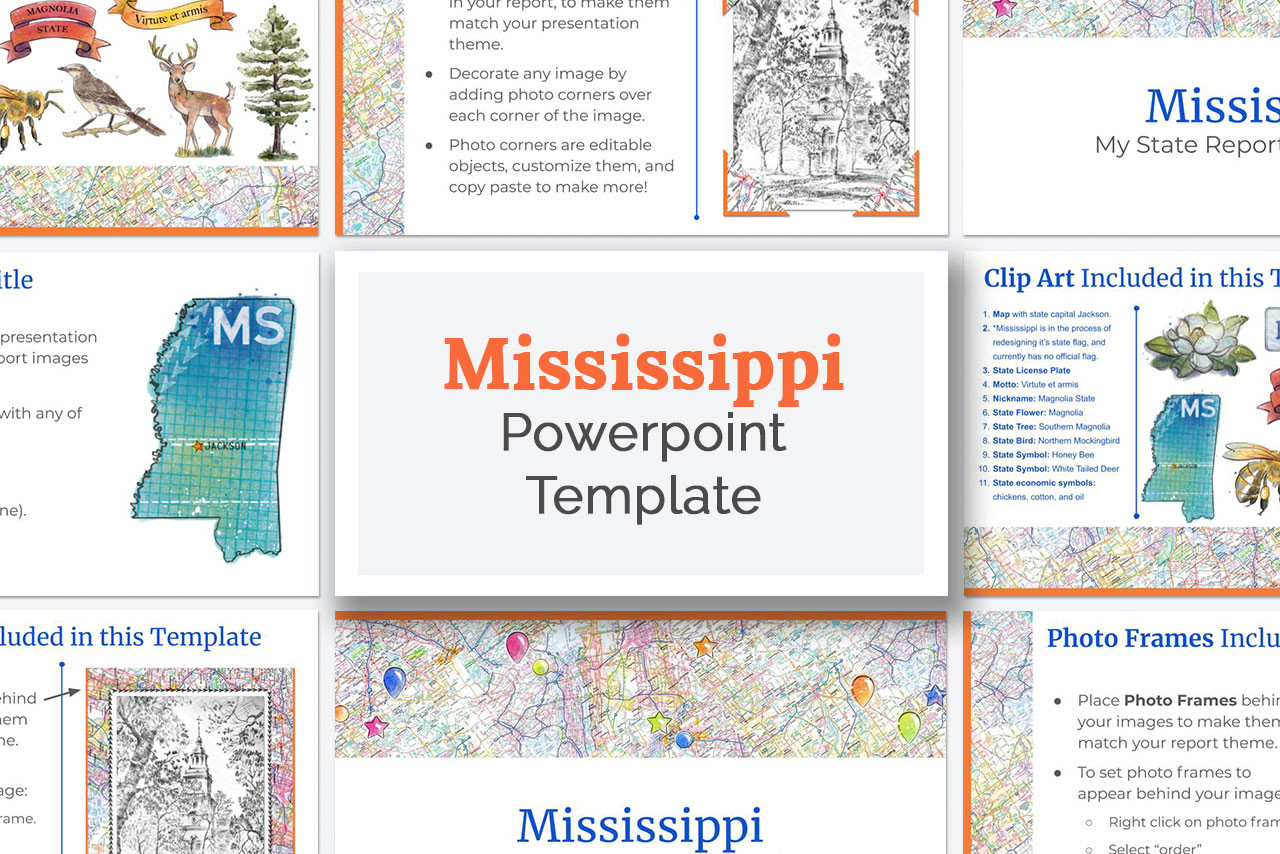 Mississippi State PowerPoint Template Theme - School Project Printables