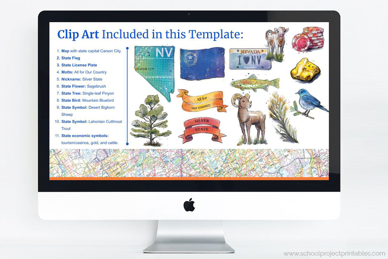 Nevada State PowerPoint Template Theme - School Project Printables