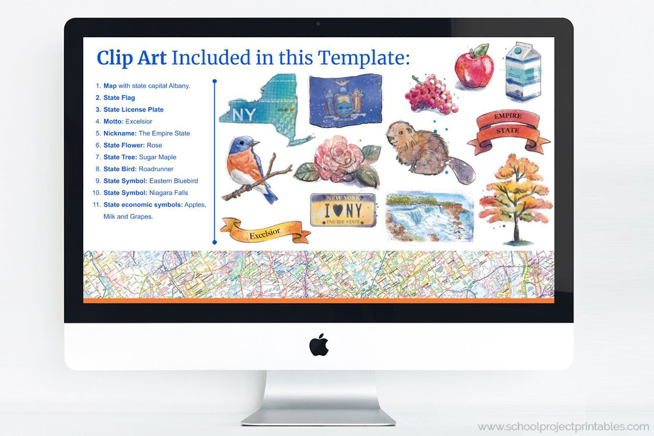 New York State PowerPoint Template Theme - School Project Printables