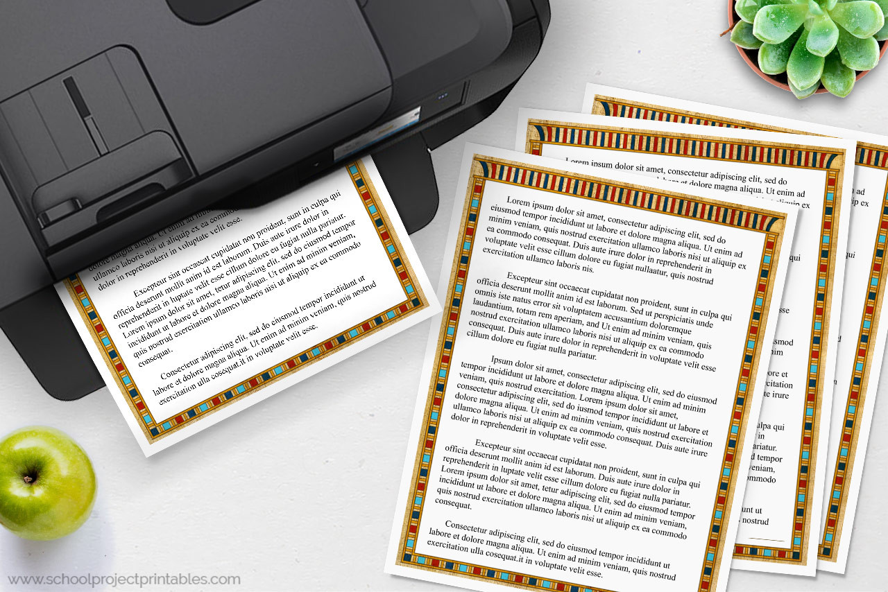 Ancient Egypt Writing Templates - Paper with Egyptian Papyrus Border ...