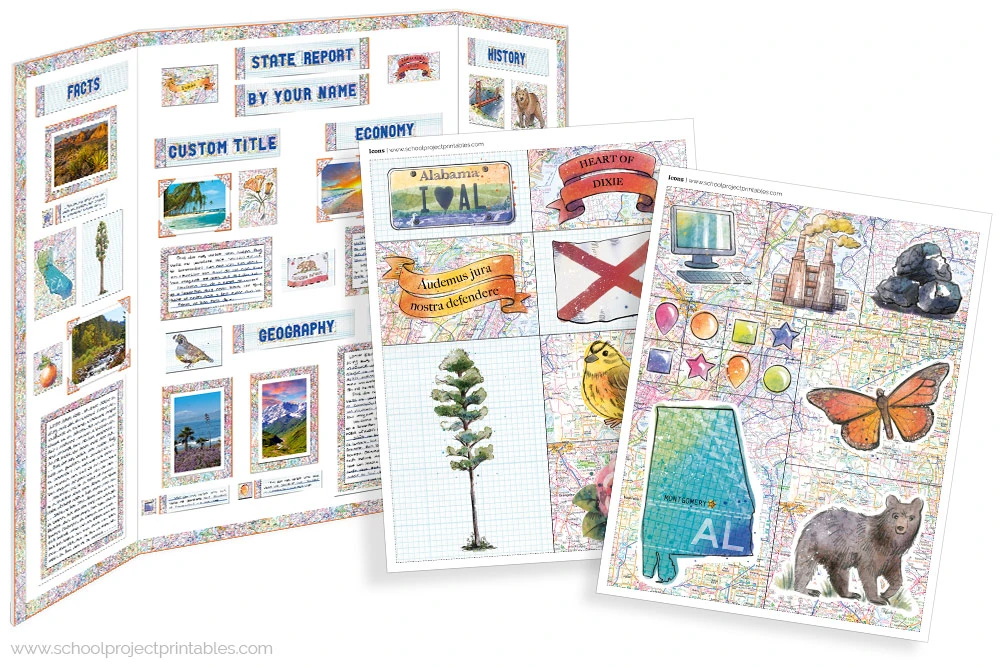 Alabama State Report Display Board Poster Project Kit - School Project ...
